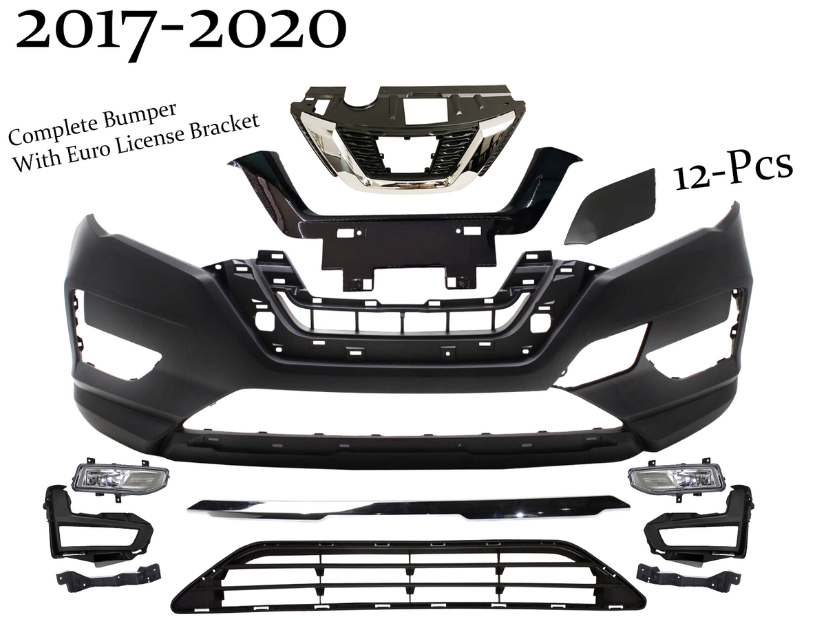 2017 2018 2019 2020 Nissan Rogue Front Bumper Cover Chrome Fog Lamp ...